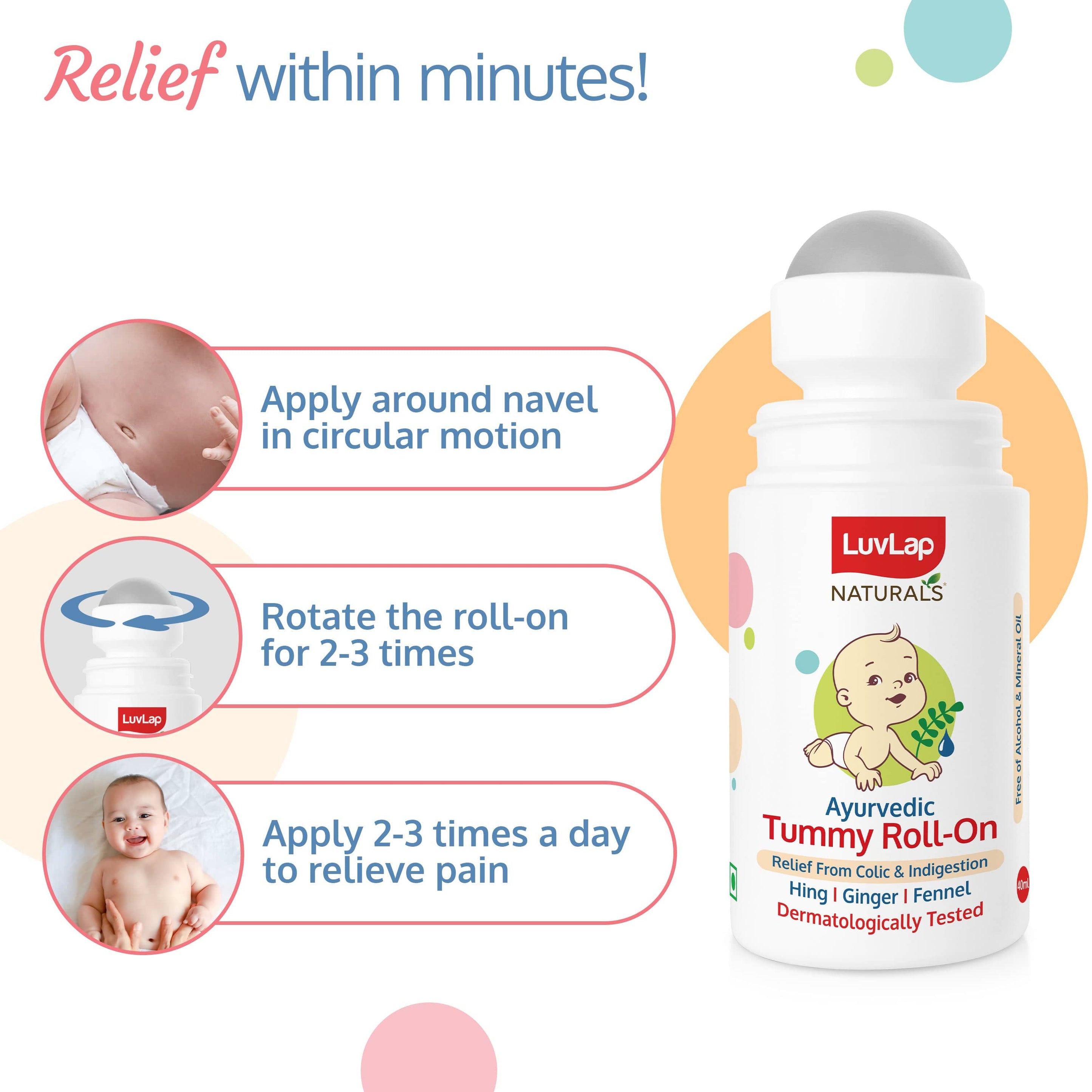 Naturals Baby Tummy Roll On Oil for Colic & Gas Relief, Relieves Const ...